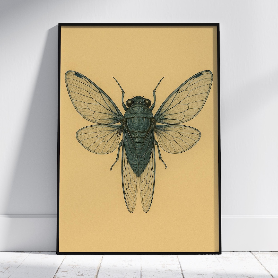 Vintage Cicada Illustration: Botanical Insect Print, Entomology Art ...