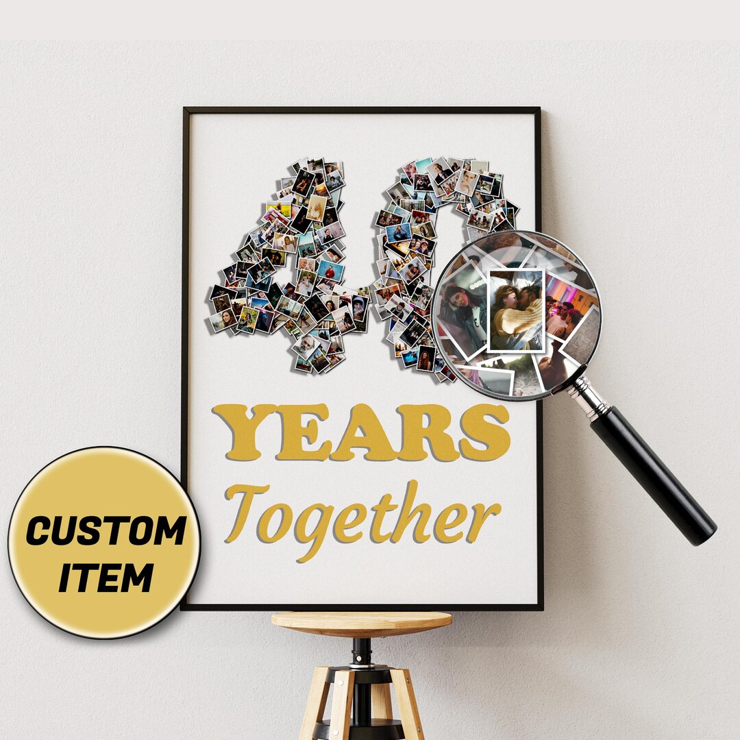 40th Anniversary, Photo Collage, Collage Number, Mosaic Print, 40th ...