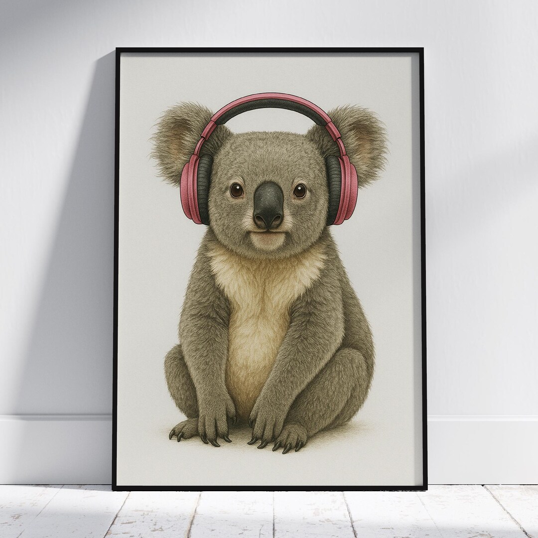 Koala With Headphones Art Print, Nursery Decor (digital Download) - Etsy