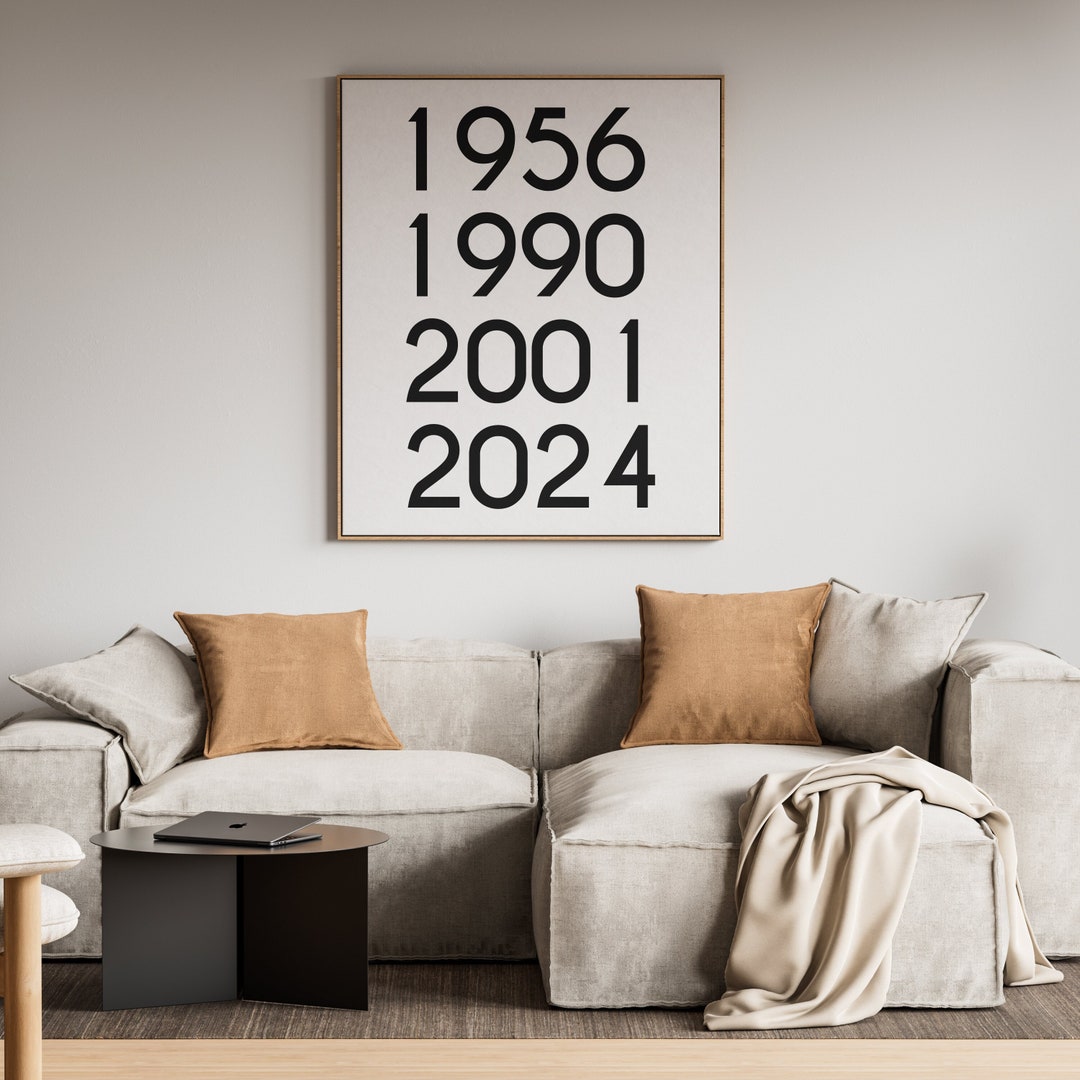 Personalised Set of Years Number Wall Art, Years Number Wall Print ...