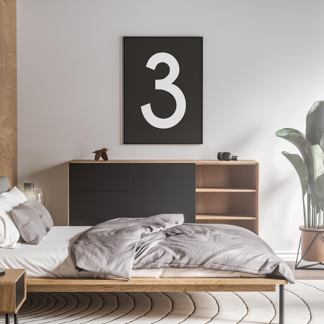 Number 3 Art Print, Number Wall Art, Number Sign, Number Decor, Modern ...