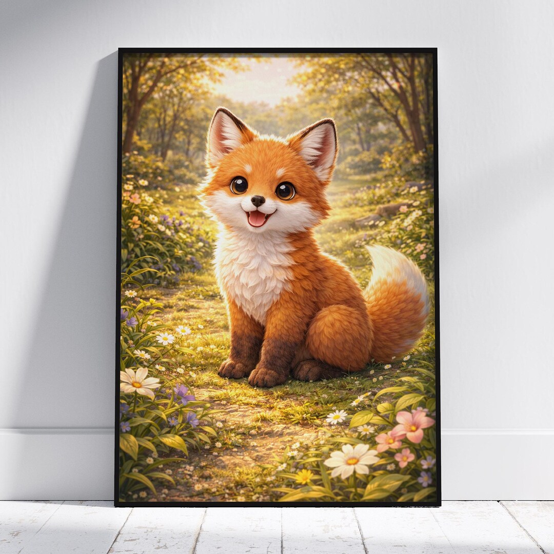 Baby Fox Nursery Poster, Woodland Fox Nursery Print, Cute Animal Wall ...