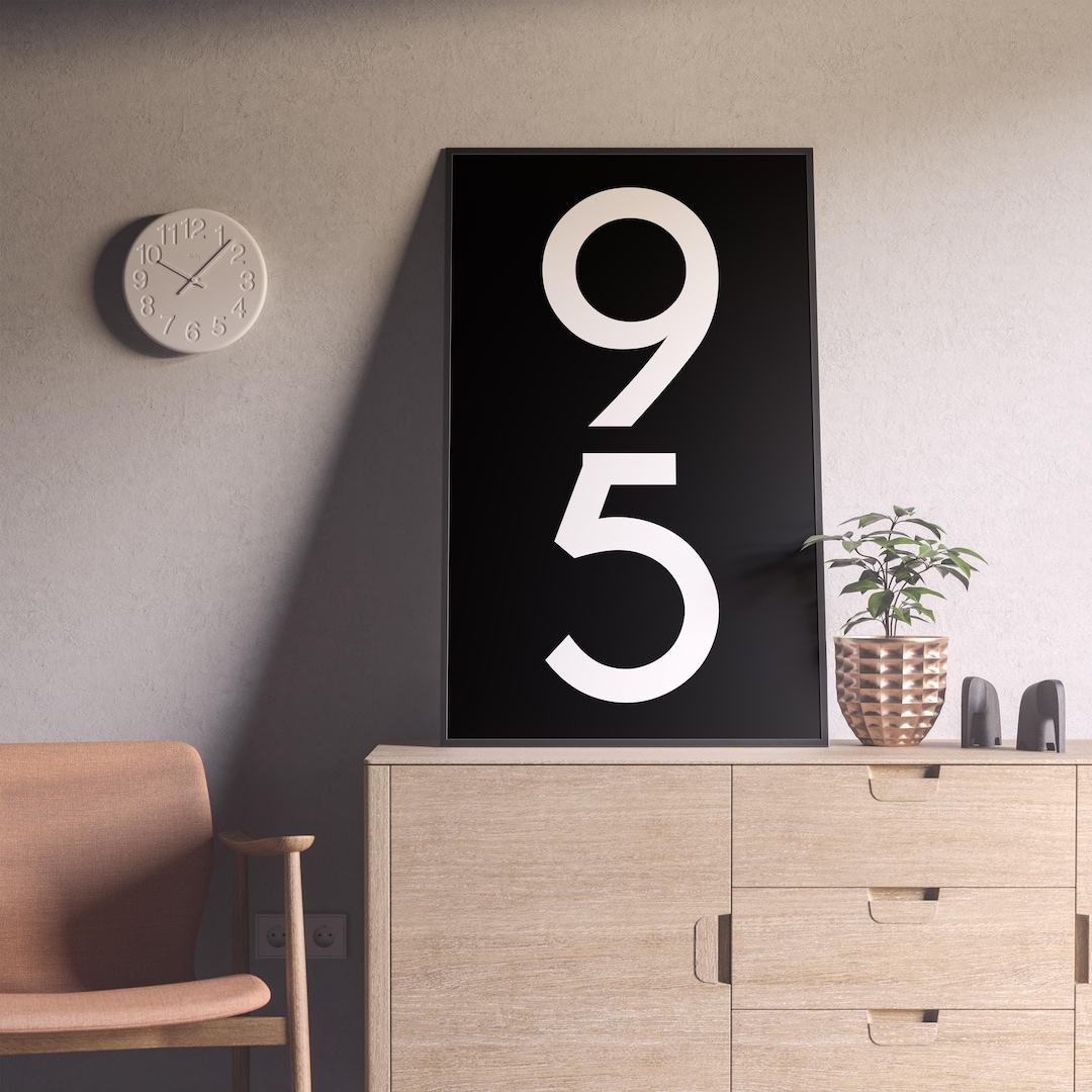 Number Print, Custom Number Poster, Large Number Sign, Numbers Wall Art ...