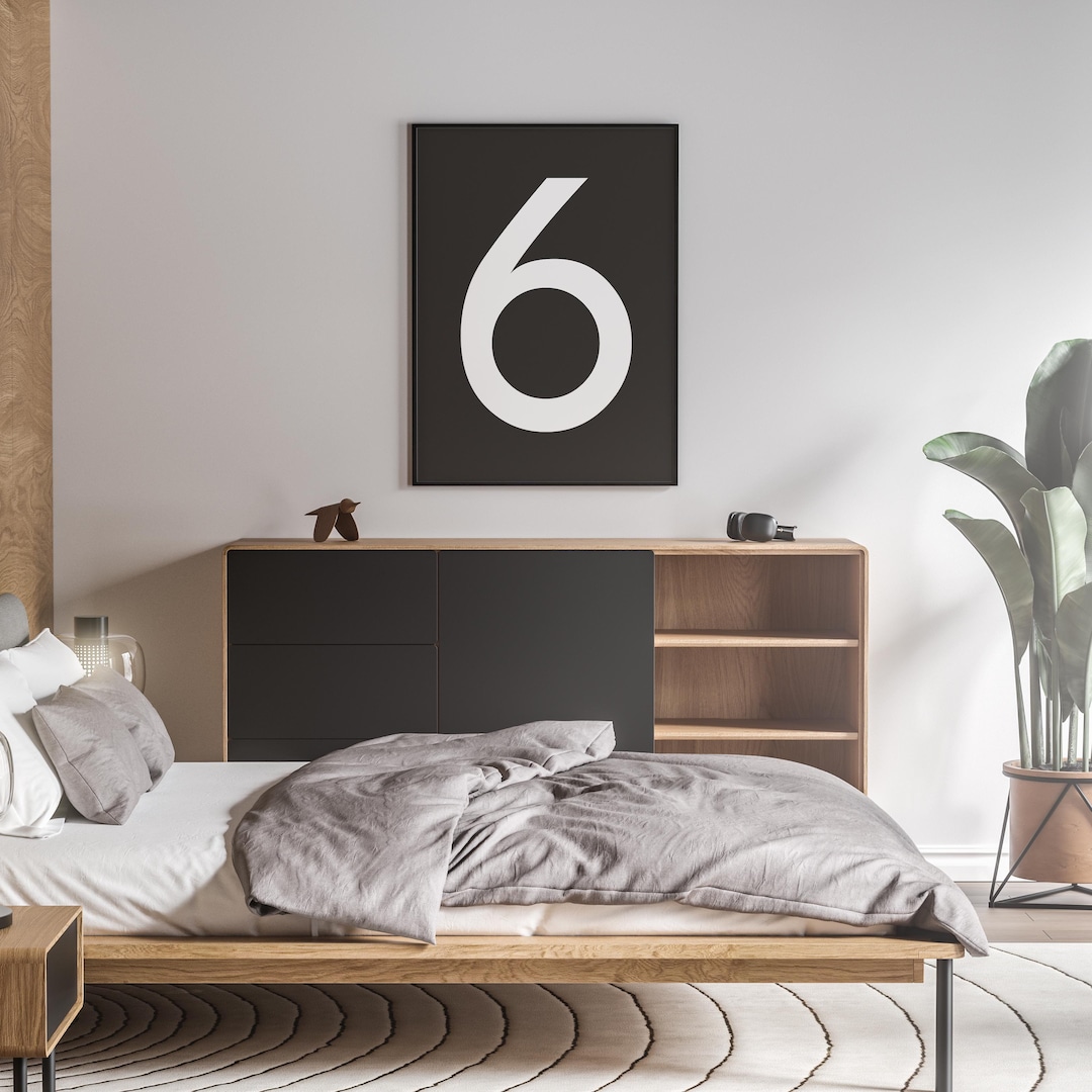 Number 6 Art Print, Number Wall Art, Number Sign, Number Decor, Modern ...