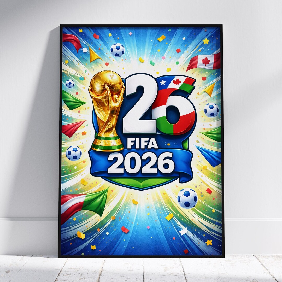 FIFA World Cup 2026 Logo Poster, Soccer Tournament Art, Football Trophy ...