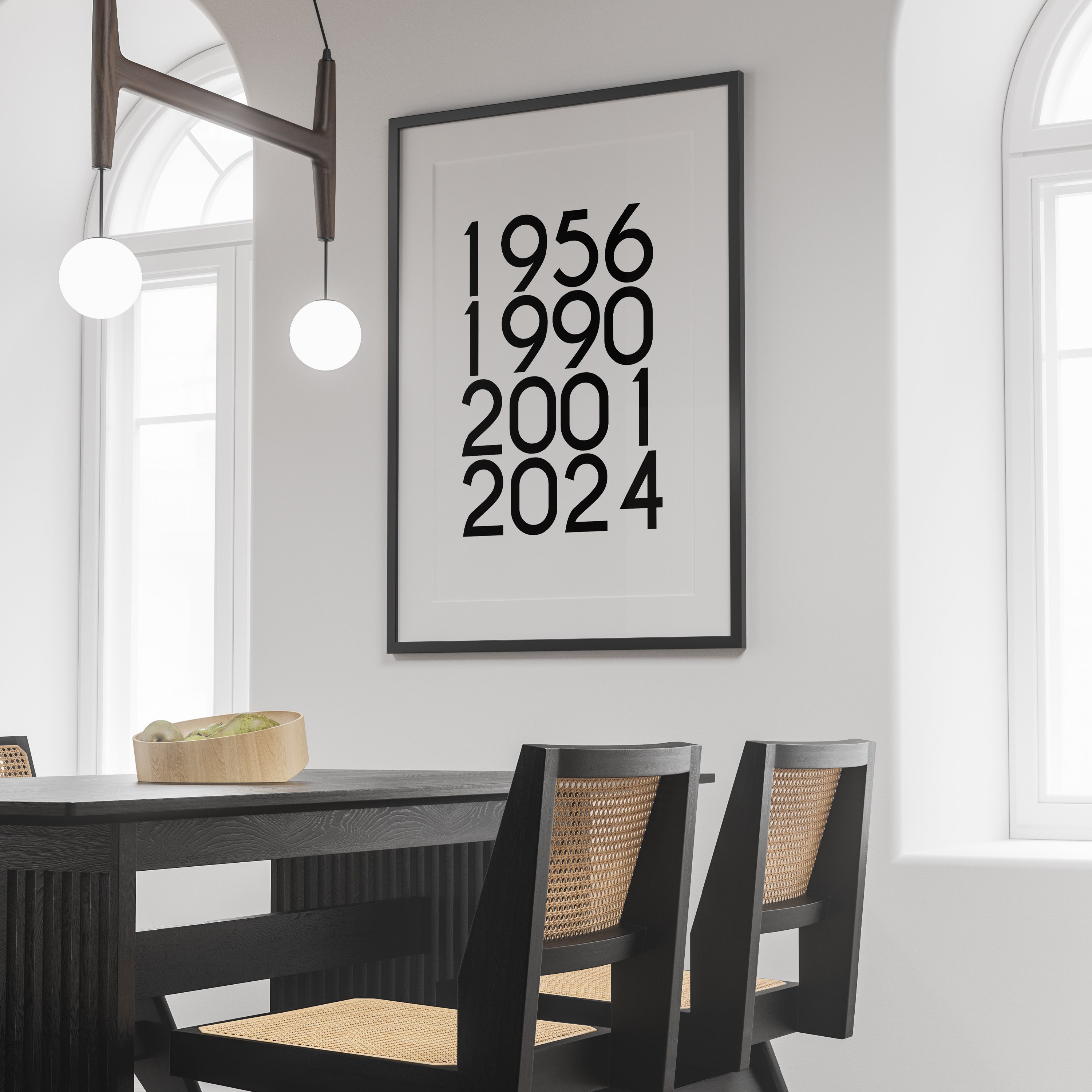 Personalised Set of Years Number Wall Art, Years Number Wall Print ...