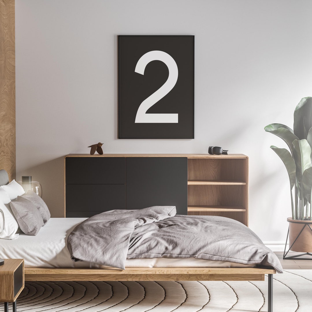 Number 2 Art Print, Number Wall Art, Number Sign, Number Decor, Modern ...