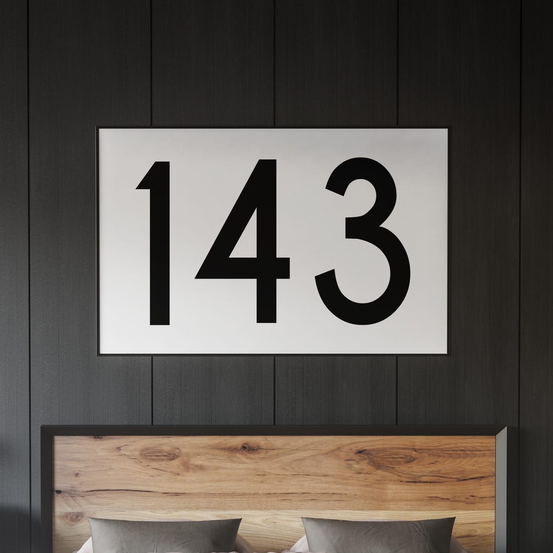 143 Art, 143 Poster, I Love You Print, Romantic Wall Art, Custom Number ...