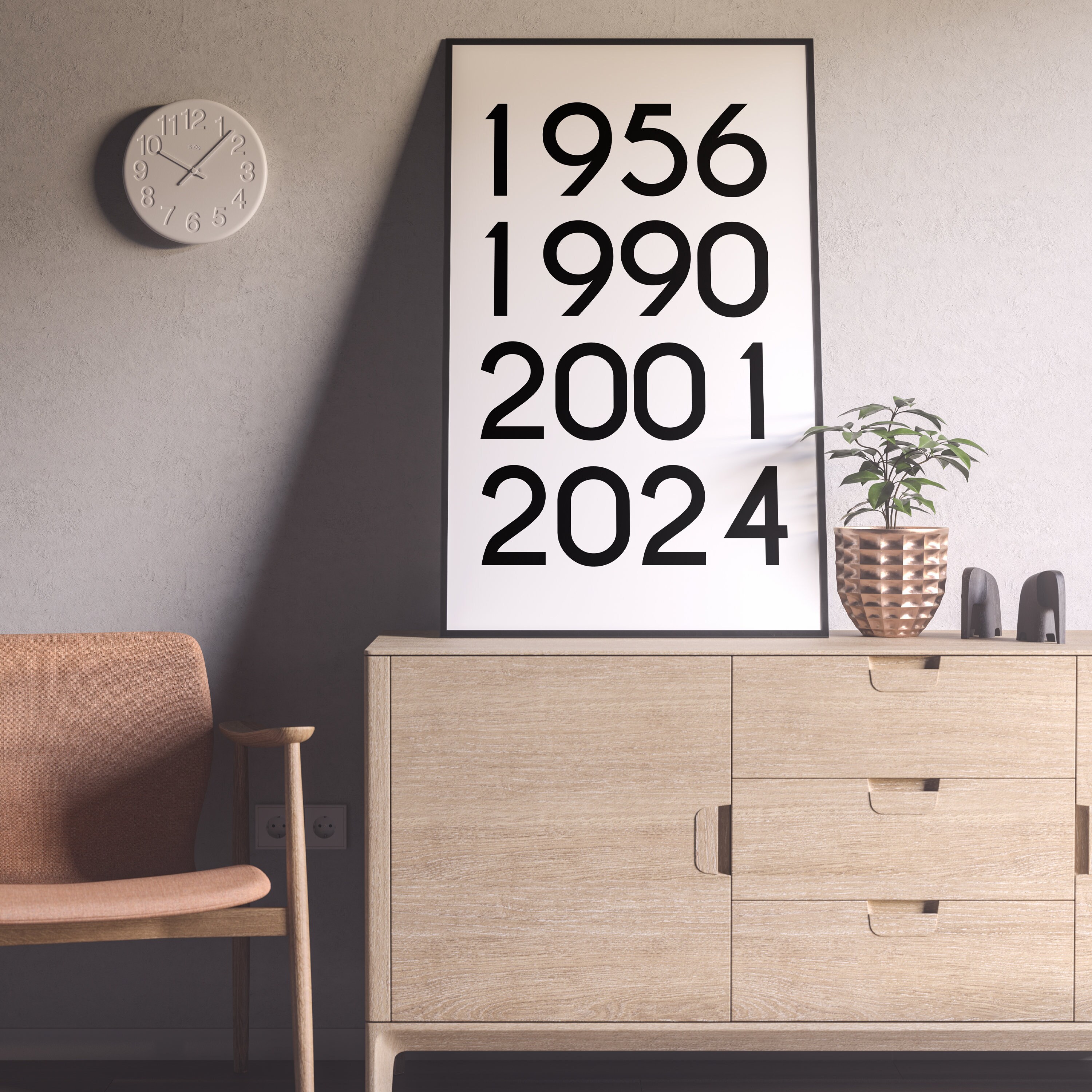 Personalised Set of Years Number Wall Art, Years Number Wall Print ...