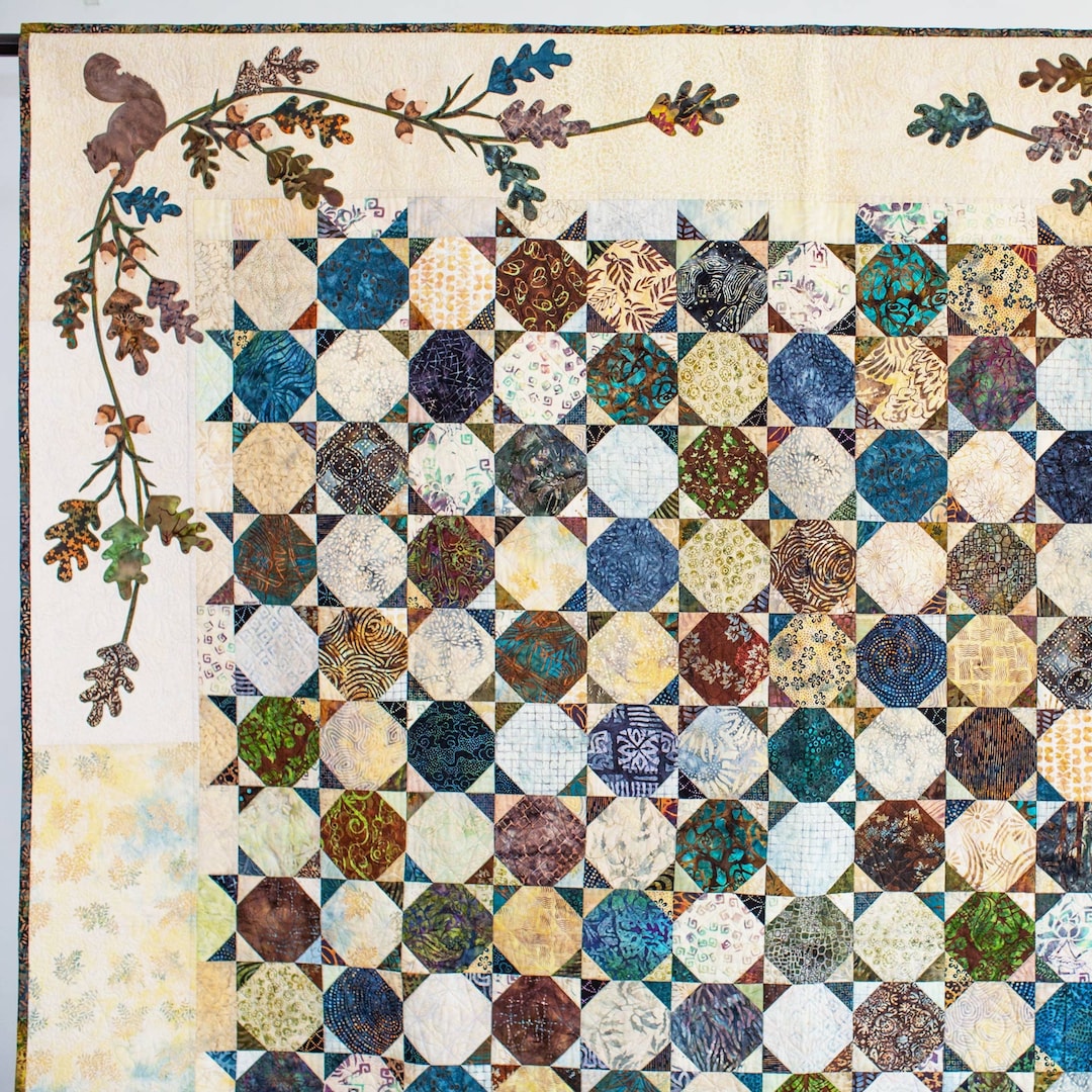 Handmade Award Winning Heirloom Quilt With Appliqué / Squirrels Acorns ...