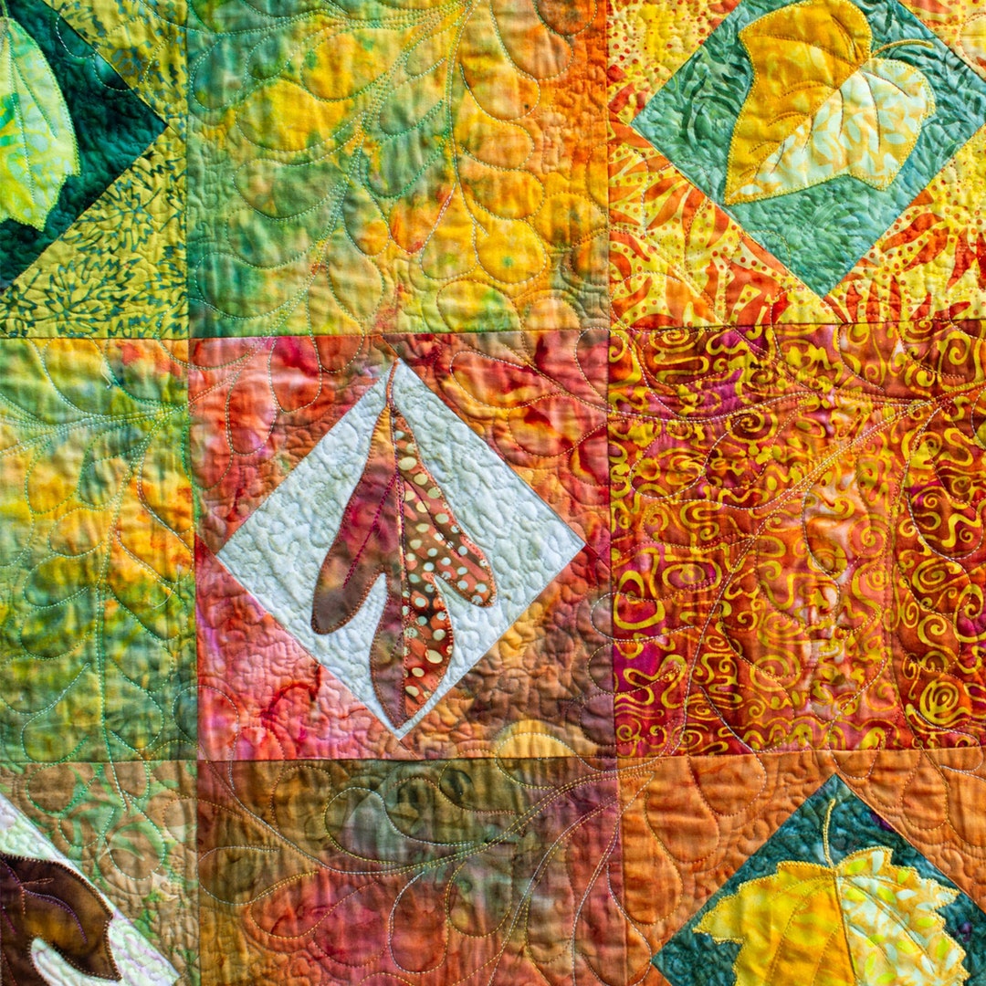 Handmade Heirloom Quilt With Appliqué / Original Design / Fall Leaves ...