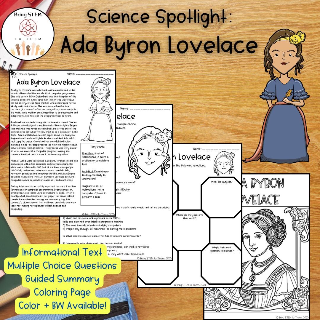 Women's History Month Scientist/inventor Spotlight: Ada Lovelace Byron ...