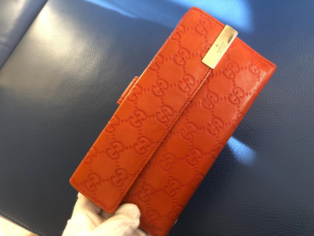 Gucci Orange Guccissima Leather Continental Wallet - Etsy