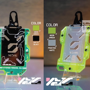 Cyberpunk ID Card Holder V1, Style Futuristic Case Slot, Neon Green ...