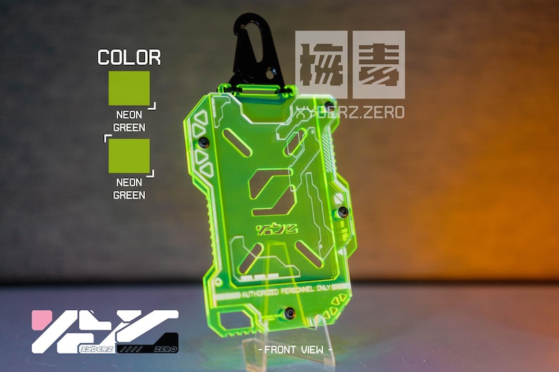 Cyberpunk ID Card Holder V1, Style Futuristic Case Slot, Neon Green ...