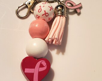 Breast Cancer Awareness Keychain, Pink Ribbon Key Chain, Think Pink ...