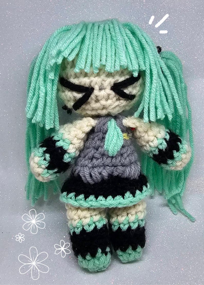 Hatsune Miku Amigurumi Plush Hand Made Crochet Doll - Etsy