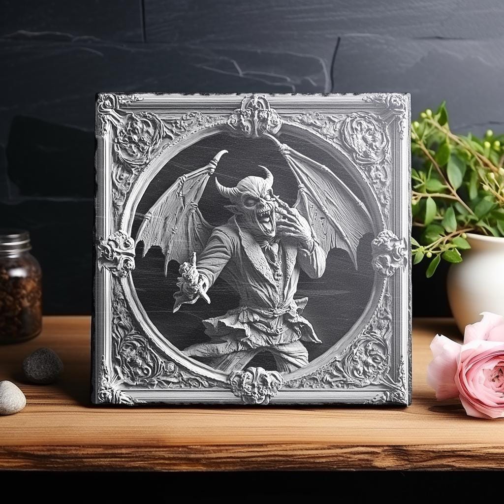 Devil Evil Satan Lucifer Demon 3D Illusion Laser File PNG Slate Engrave ...