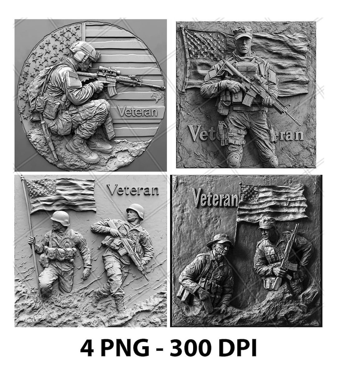 US Soldiers Patriots Veterans Day 3D Illusion Laser File PNG Slate ...