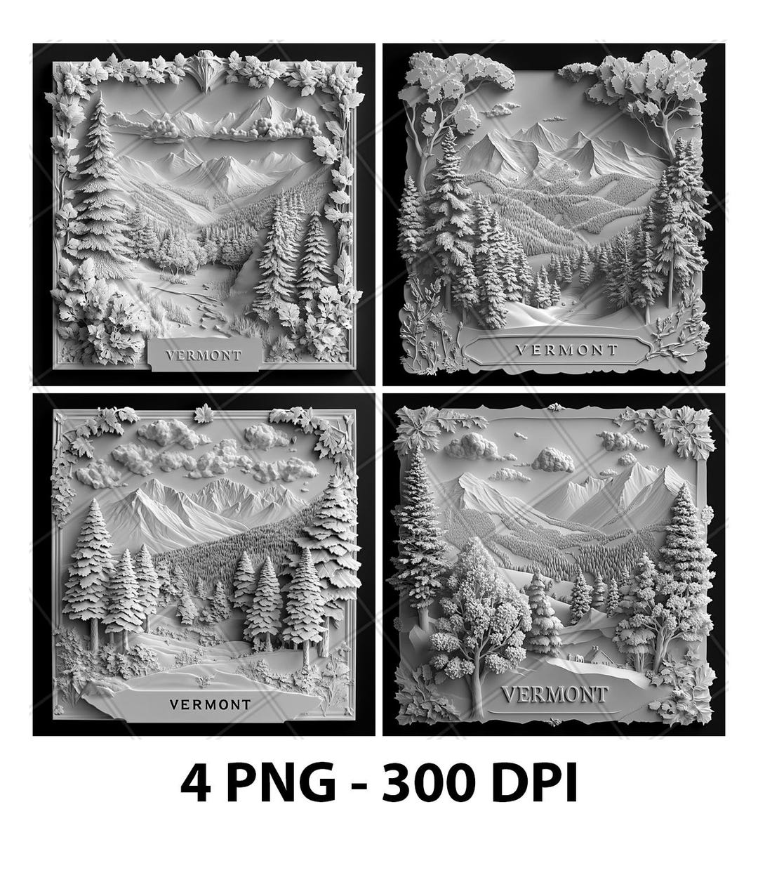 Vermont Maple Tree Sugar Maple USA 3D Illusion Laser File PNG Slate ...