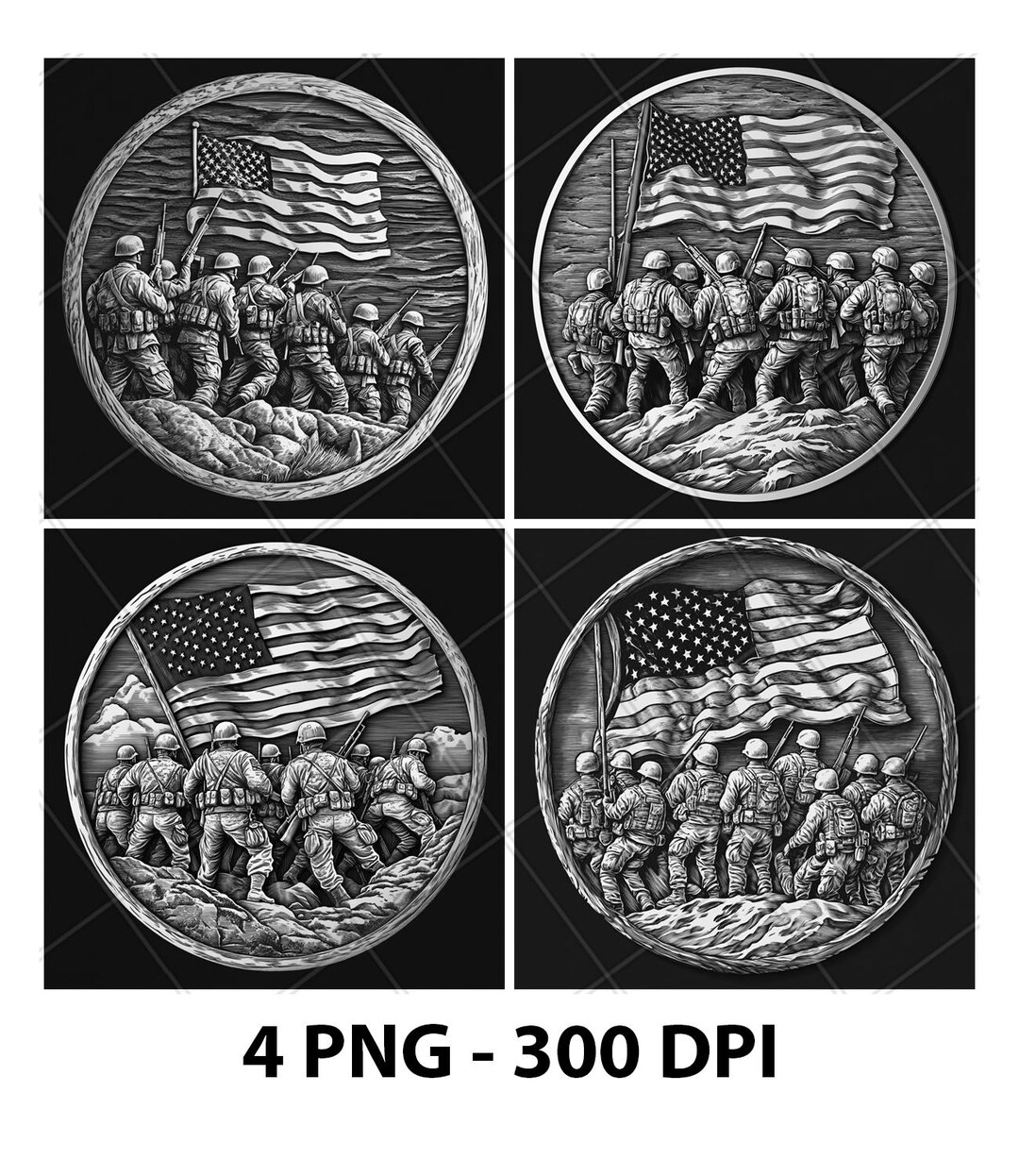 US Army Soldiers War Veterans 3D Illusion Laser File PNG Slate Engrave ...