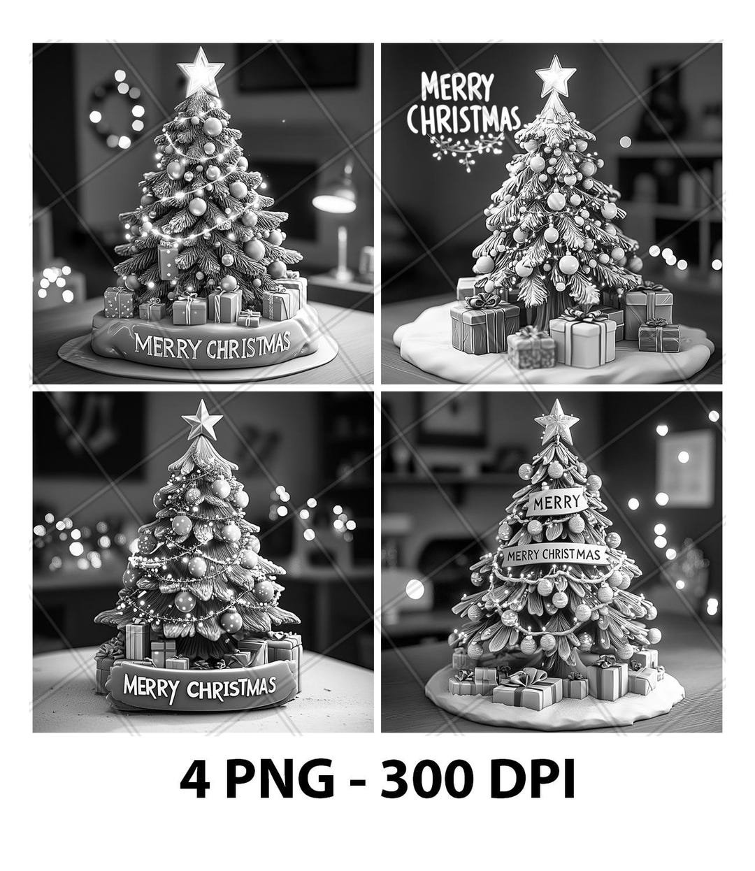 Decor Merry Christmas Tree 3D Illusion Laser File PNG Slate Engrave ...