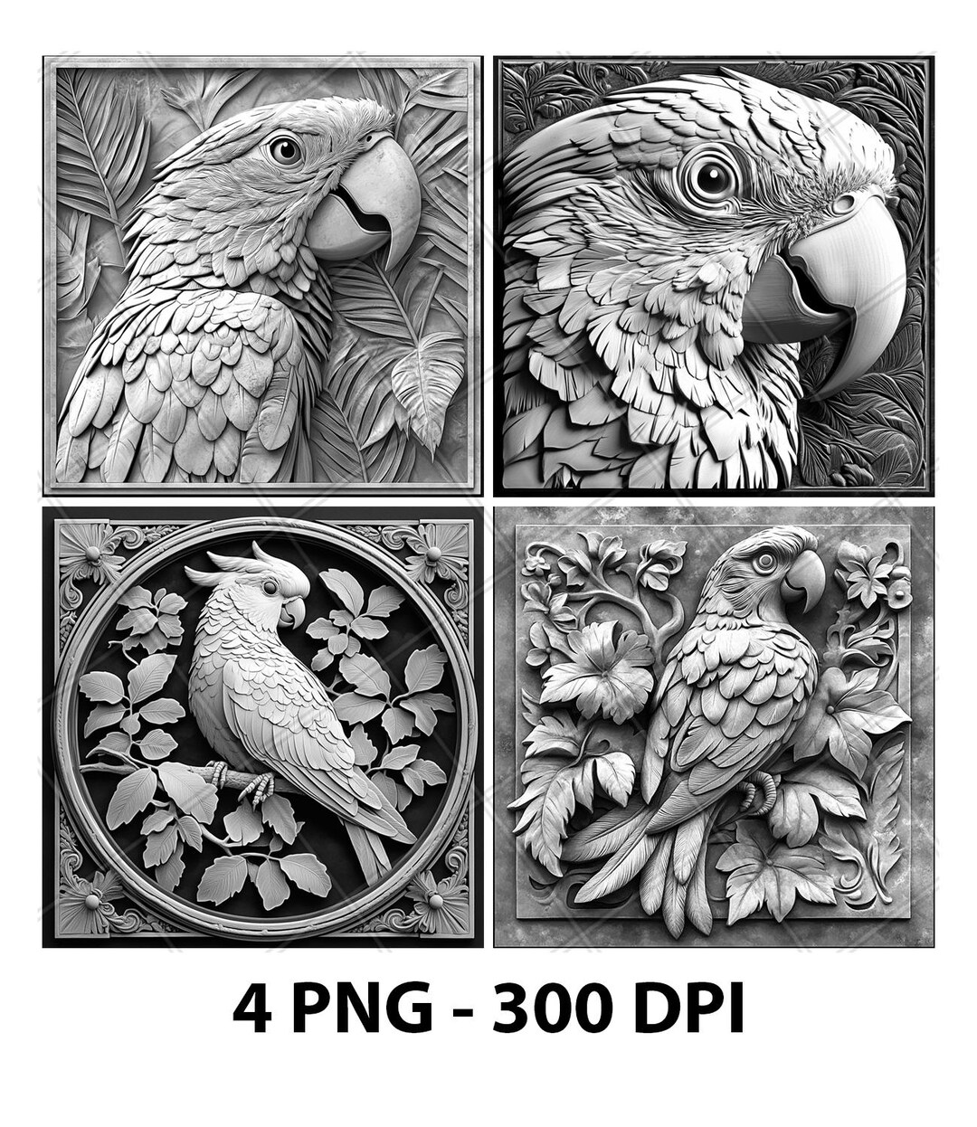 Bird Lovebirds Parrot Cockatoo Laser Engraving Slate Design PNG File 3D ...
