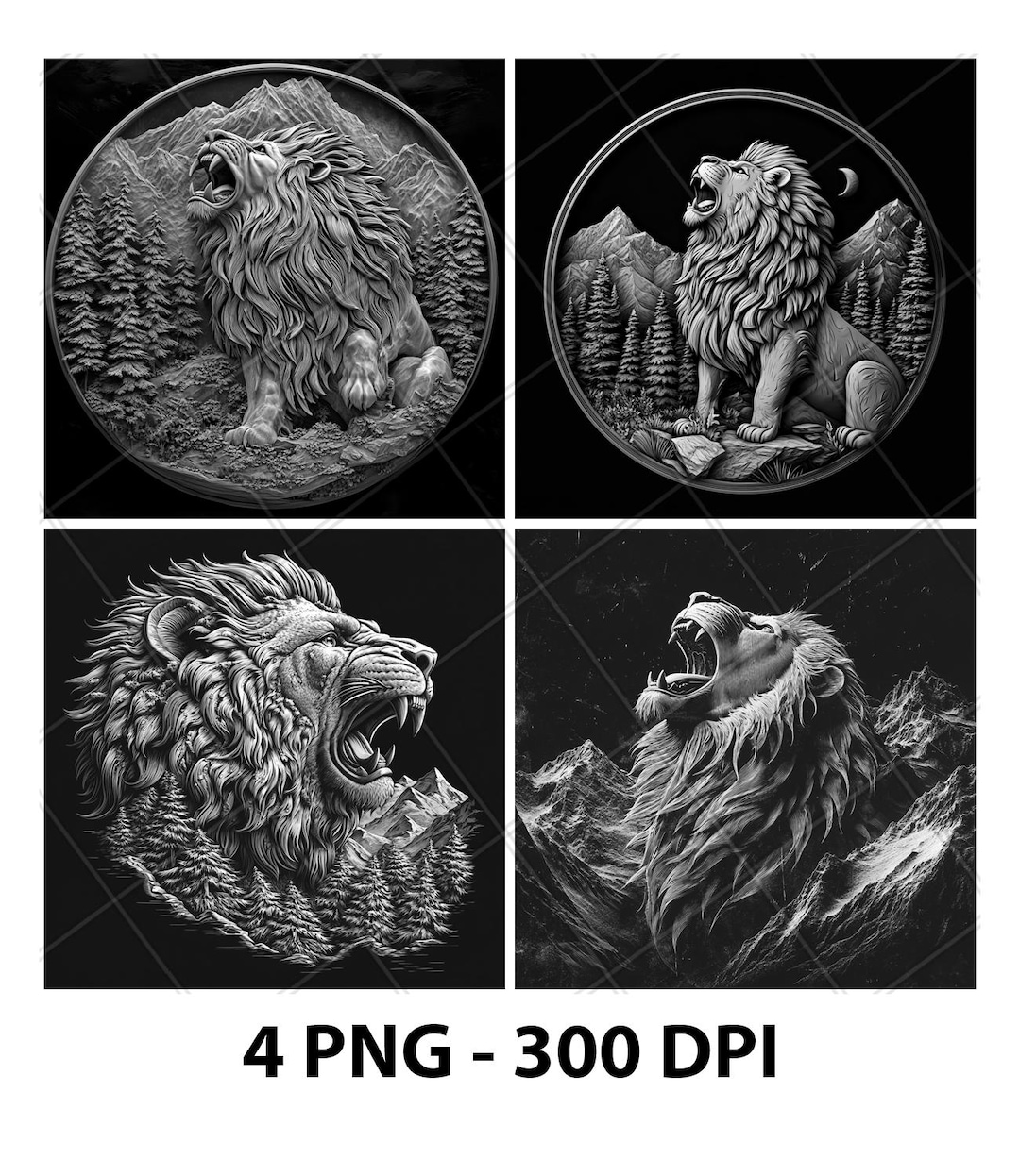 Wildlife Lion Laser Engraving Files Majestic Lion Slate Engrave PNG ...