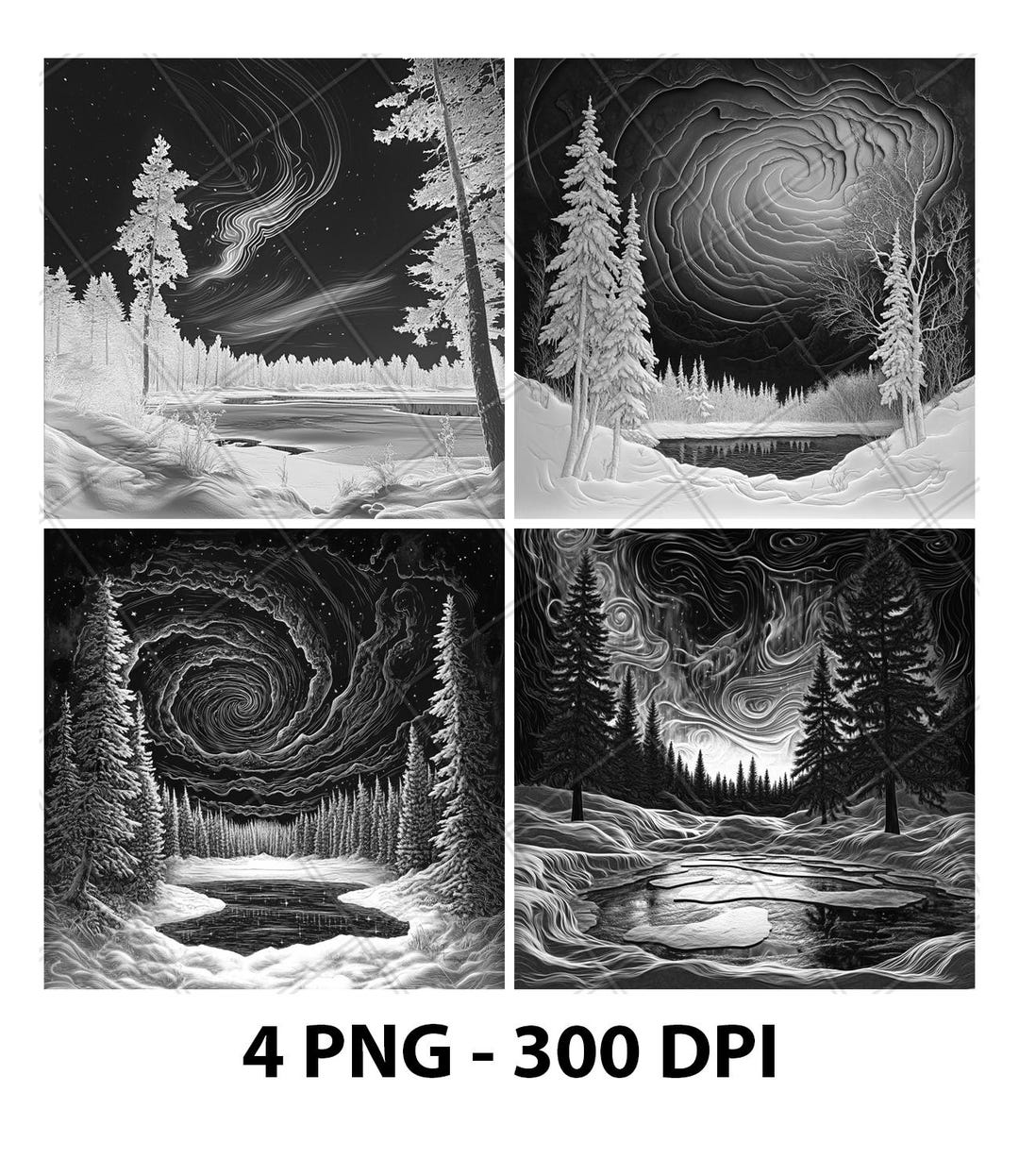 Northern Lights Cold Winter Sky 3D Illusion Laser File PNG Slate ...