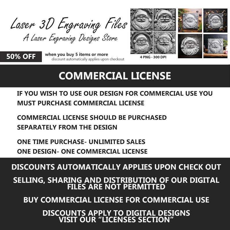 Winter Merry Christmas Santa 3D Illusion Laser File PNG Slate Engrave ...