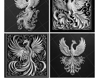 9 Phoenix Digital Files for Laser Engraving 4x4" Slate Tiles - Etsy