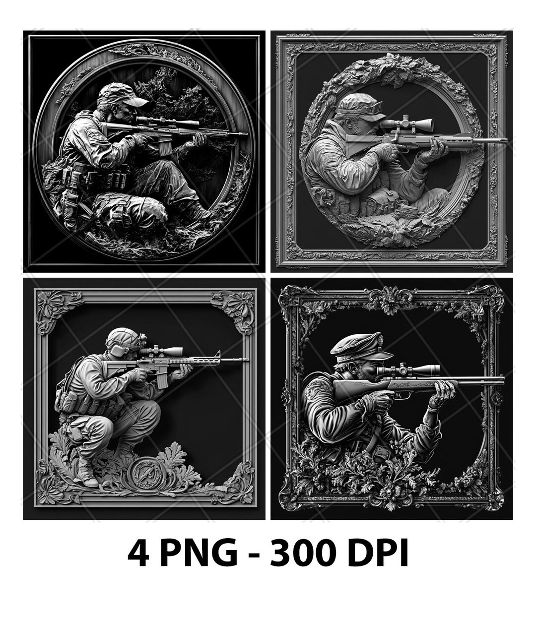Sniper Soldier US War Veteran Laser Engraving Slate Design PNG File 3D ...