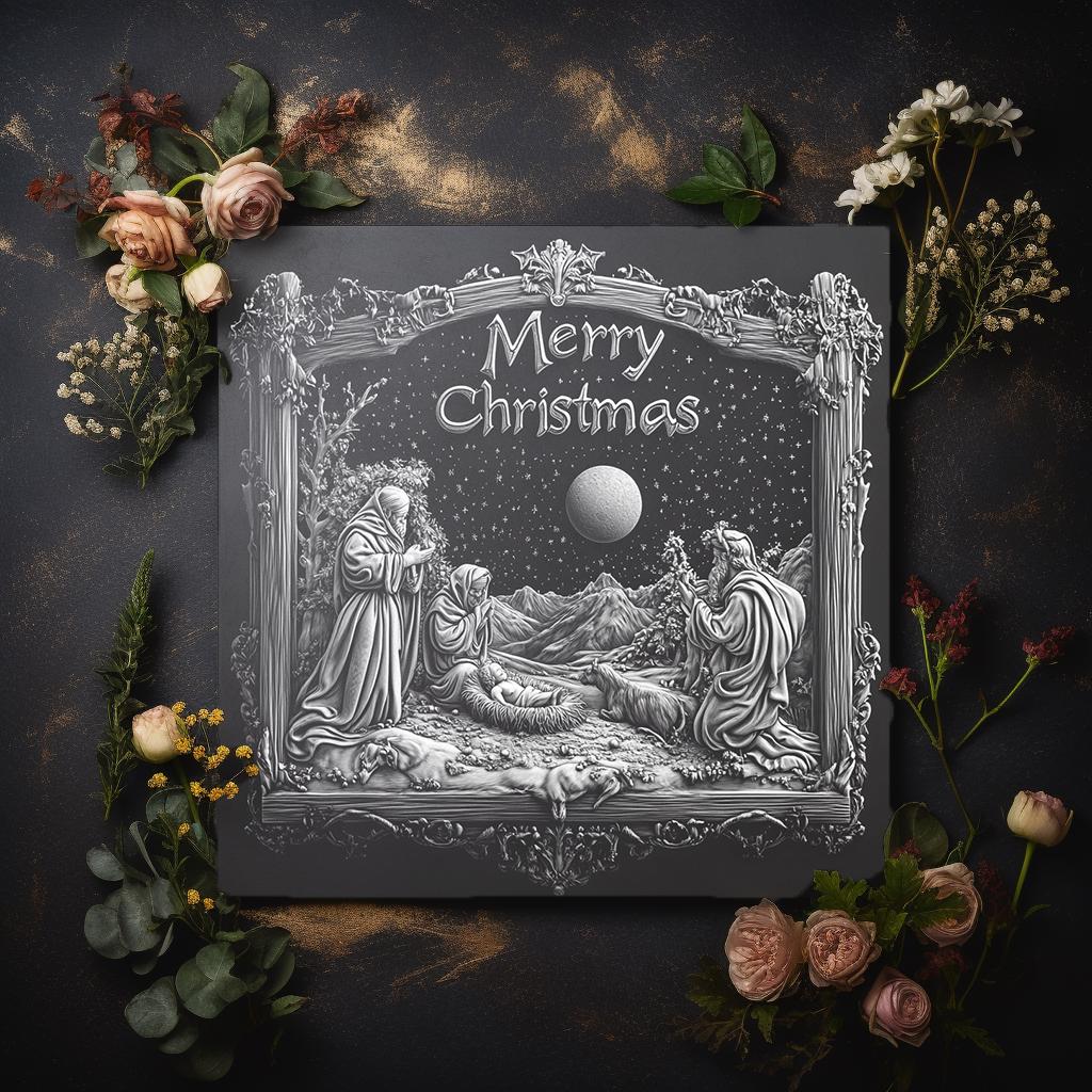 Nativity Silent Holy Night Laser Engraving Slate Design PNG File 3D ...