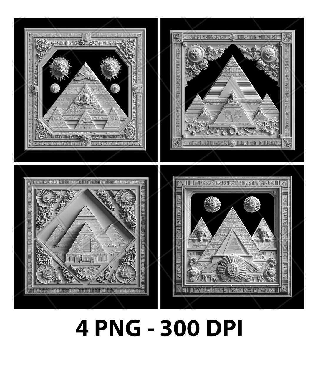 Giza Ancient Egypt Pyramids Laser Engraving Slate Design PNG File 3D ...