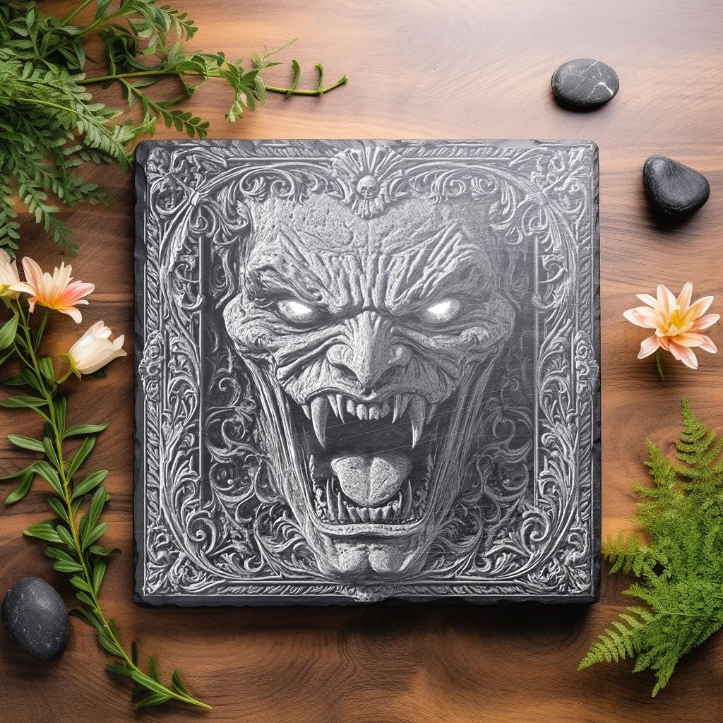 Devil Evil Satan Lucifer Demon 3D Illusion Laser File PNG Slate Engrave ...