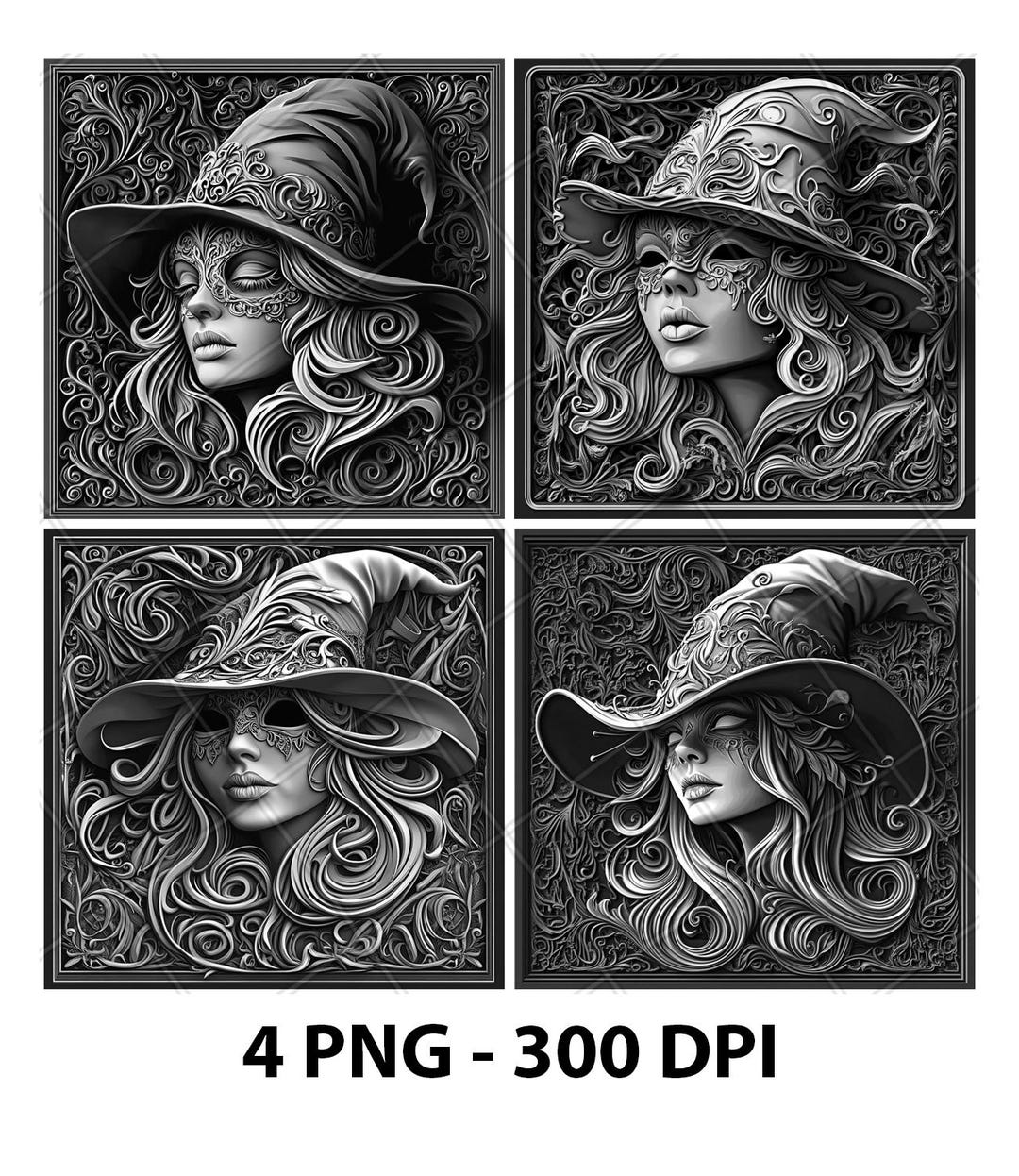 Beautiful Lady Mistress Witch 3D Illusion Laser File PNG Slate Engrave ...