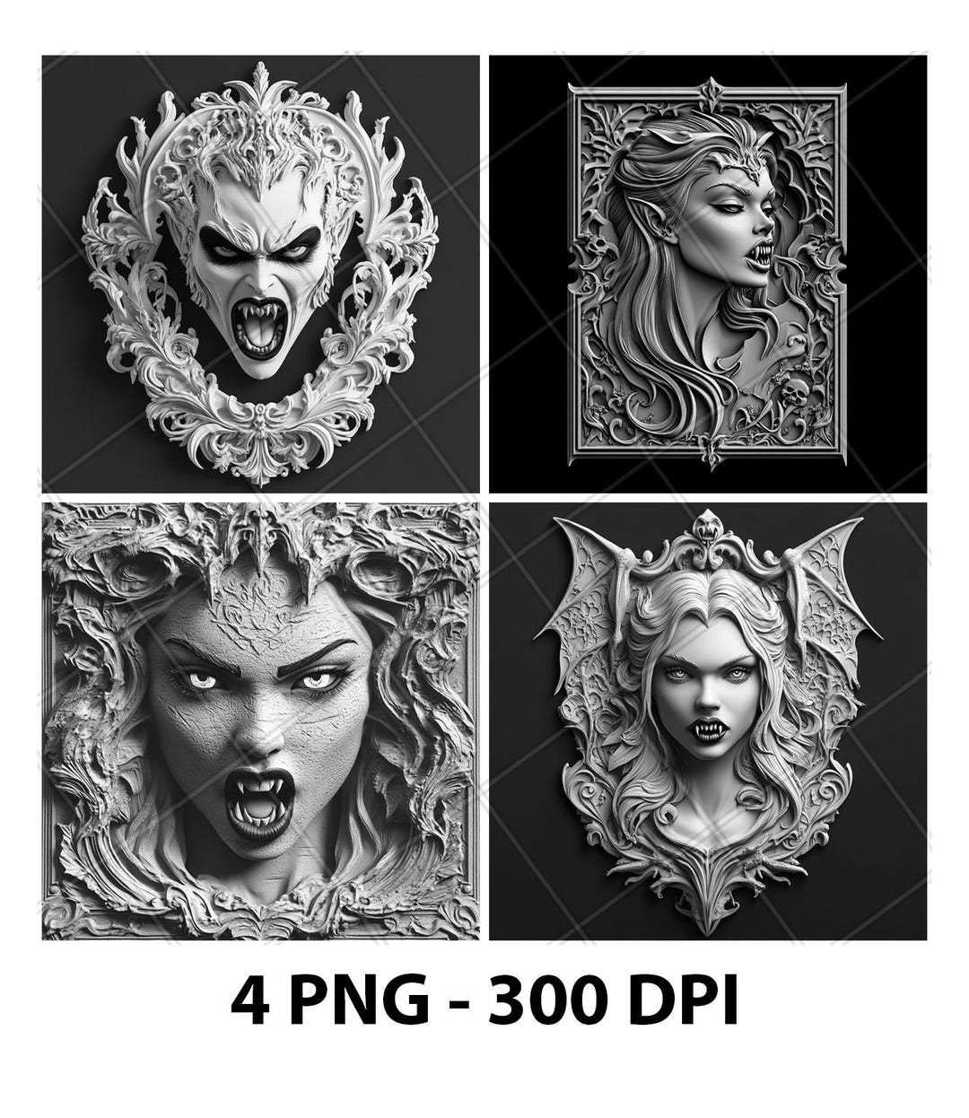 Halloween Mistress Female Vampire 3D Illusion Laser File PNG Slate ...