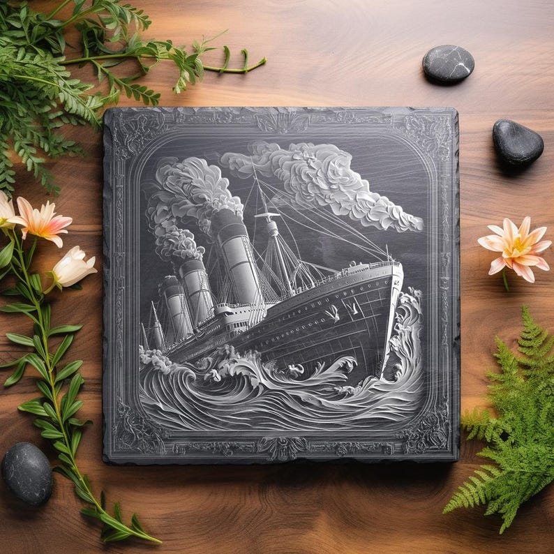 Boat Ship Sinking Titanic 3D Illusion Laser File PNG Slate Engrave ...