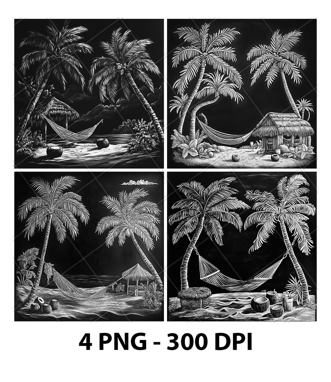 Beach Summer Island Palm Coconut Trees 3D Illusion Laser File PNG Slate ...