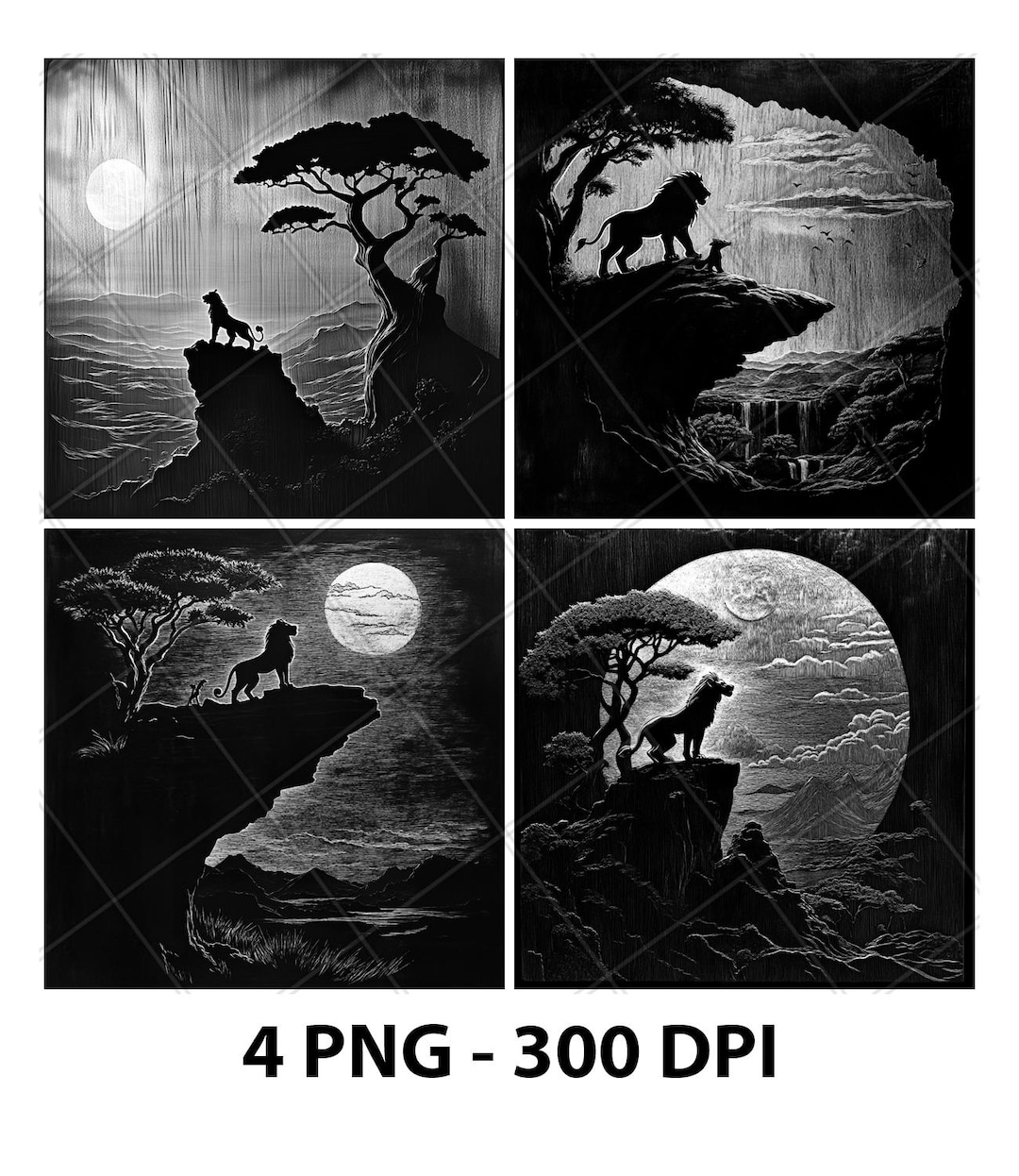 Lion King Scene Laser Engraving Files King Lion Slate Engrave PNG ...