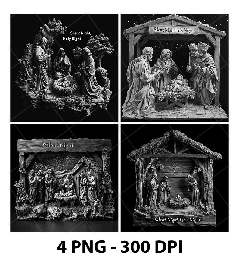Nativity Silent Holy Night 3D Illusion Laser File PNG Slate Engrave ...