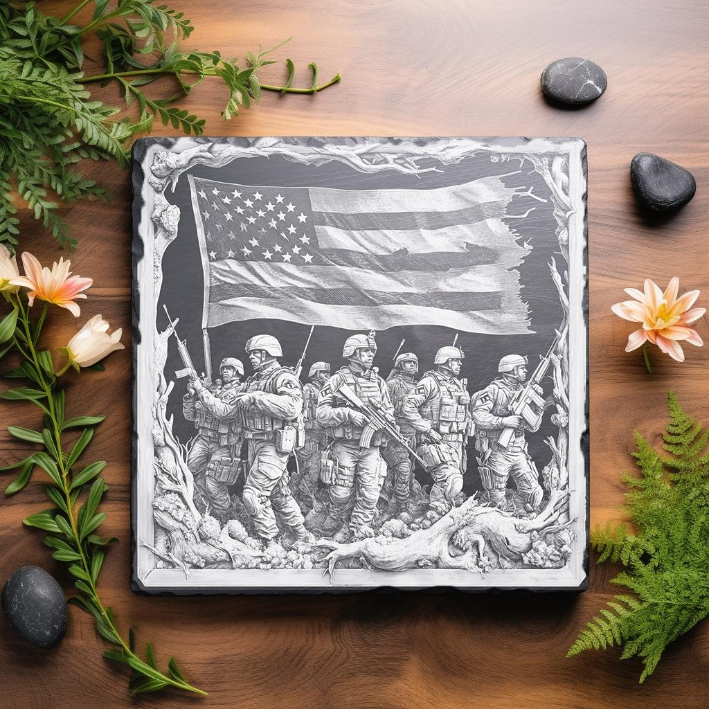 US Soldiers Americans Veterans 3D Illusion Laser File PNG Slate Engrave ...