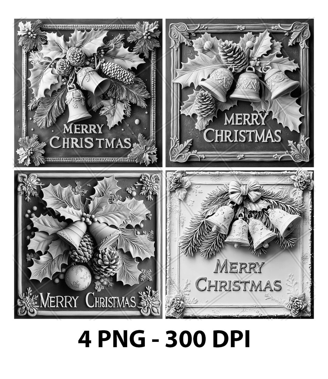 Pine Cone Bell Merry Christmas 3D Illusion Laser File PNG Slate Engrave ...