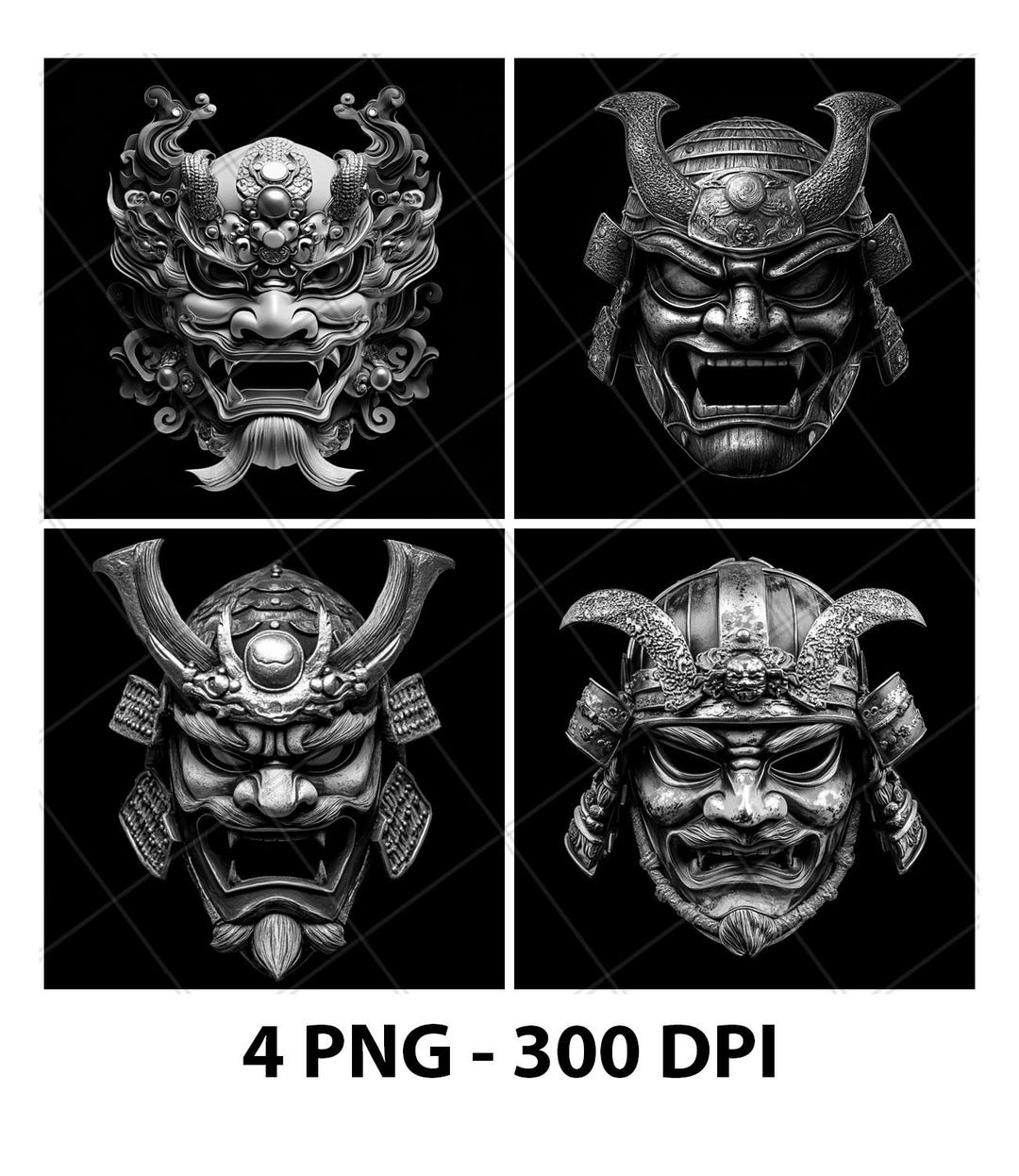 Scary Mask Skull Asian Samurai Shogun 3D Illusion Laser File PNG Slate ...