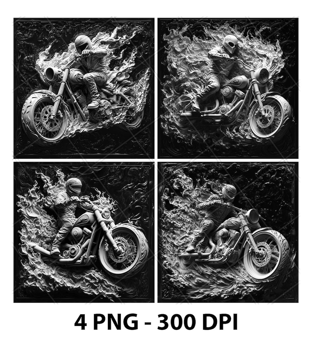 Ghost Motorcycle Rider Big Biker 3D Illusion Laser File PNG Slate ...