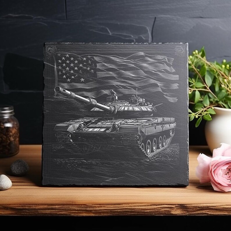 American Battle Tank US Tank 3D Illusion Laser File PNG Slate Engrave ...