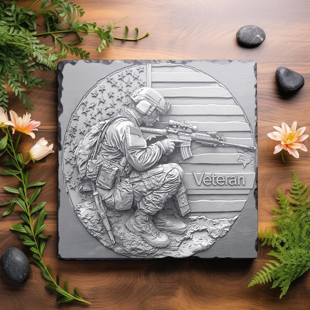 US Soldiers Patriots Veterans Day 3D Illusion Laser File PNG Slate ...