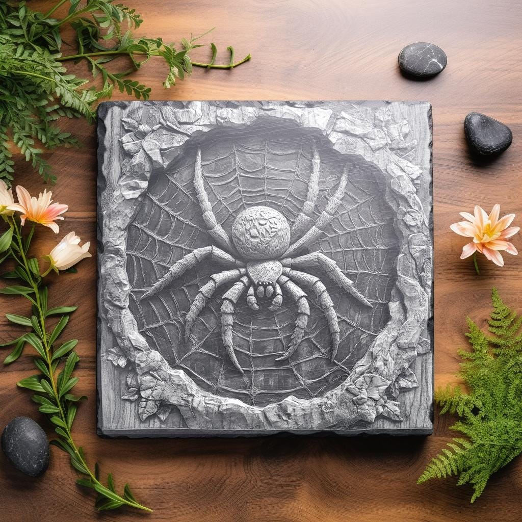 Tarantula Spider Web Spider 3D Illusion Laser File PNG Slate Engrave ...
