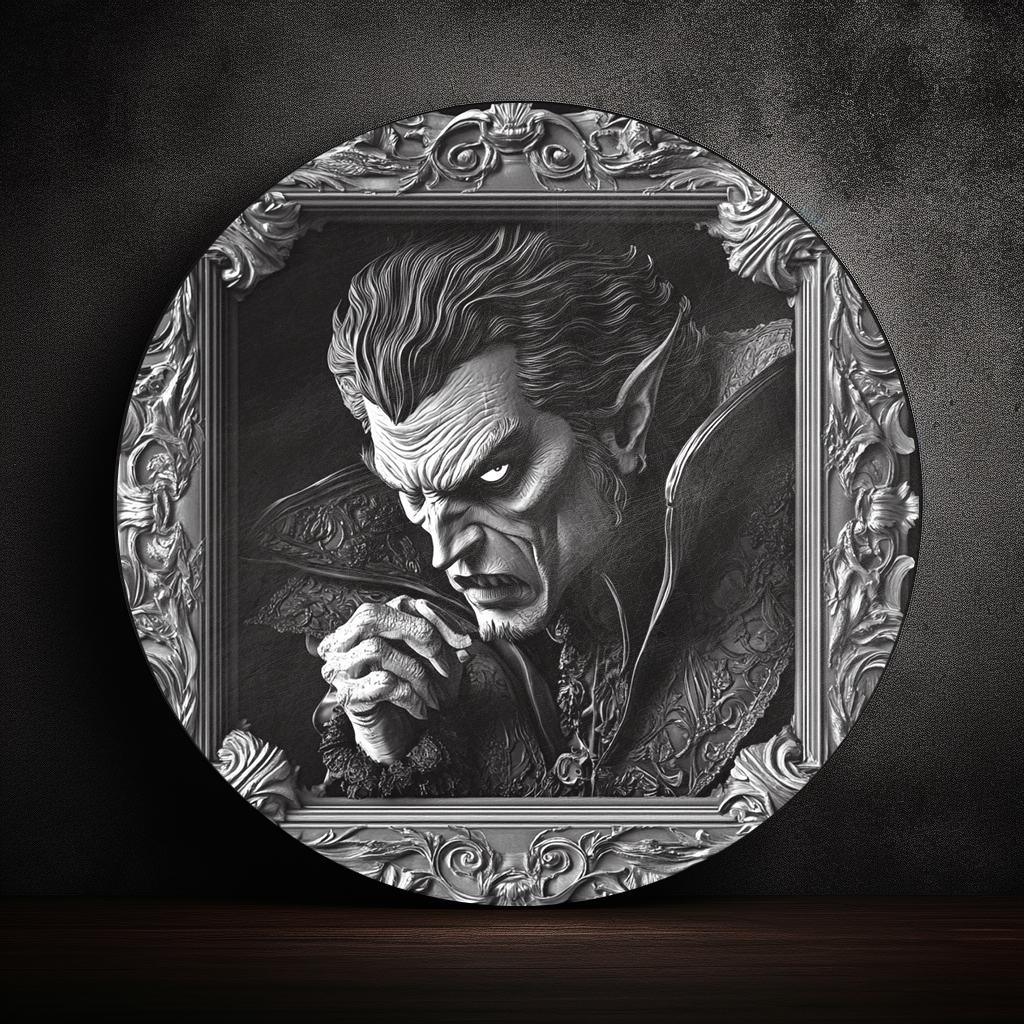 Vampire Portrait Count Dracula 3D Illusion Laser File PNG Slate Engrave ...