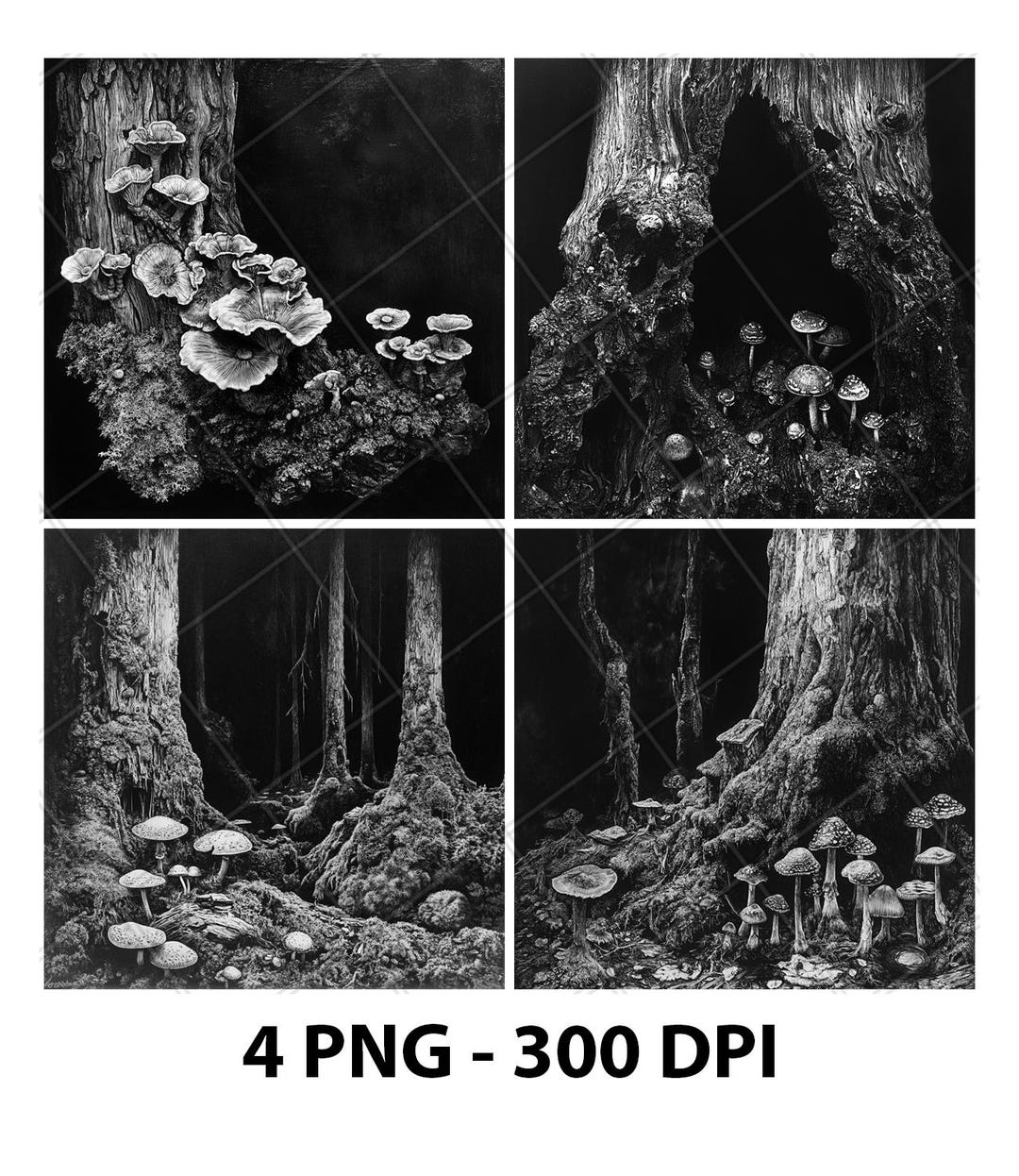 Mushrooms Laser Engraving Files Forest Woods Jungle Slate Engrave PNG ...